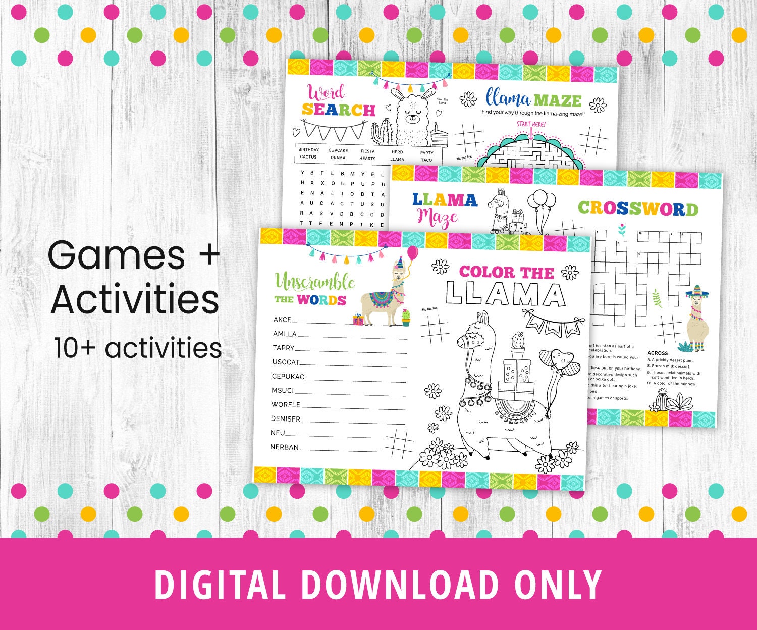 Llama Game Printable Bundle Llama Activity Pack for Kids - Etsy