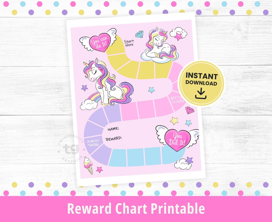 Printable Unicorn Reward Chart, Unicorn Reward Chart Kids, Unicorn ...