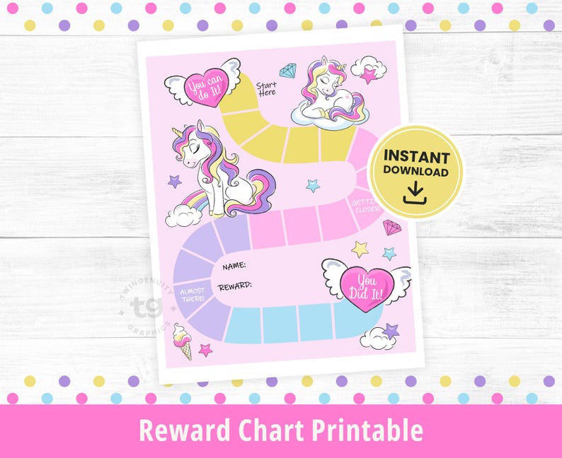 Printable Unicorn Reward Chart, Unicorn Reward Chart Kids, Unicorn ...