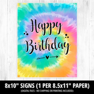 Tie Dye Birthday Party Signs, Tie Dye Welcome Sign, Rainbow Tie Dye ...