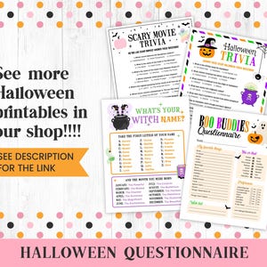Halloween Gift Exchange Questionnaire, Printable Pink Favorite Things ...