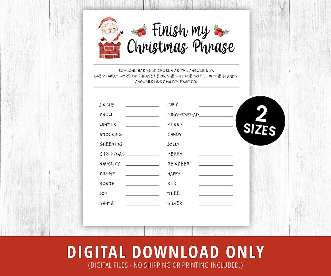 Christmas Phrase Game, Finish the Christmas Phrase, Christmas Party ...