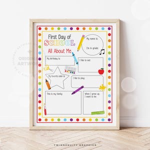 First Day of School Interview, Back to School Printable, Questionnaire ...