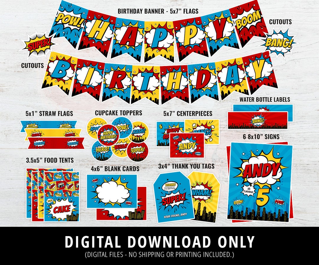 Superhero Party Decorations, Superhero Birthday Party Decor, Superhero ...