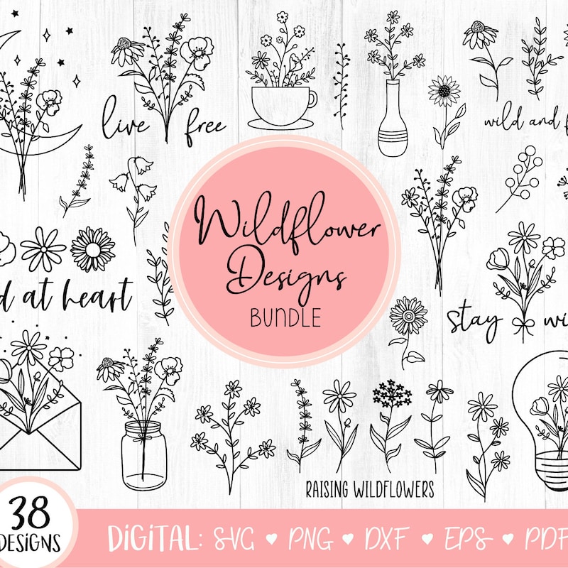 Wildflower Svg - Etsy