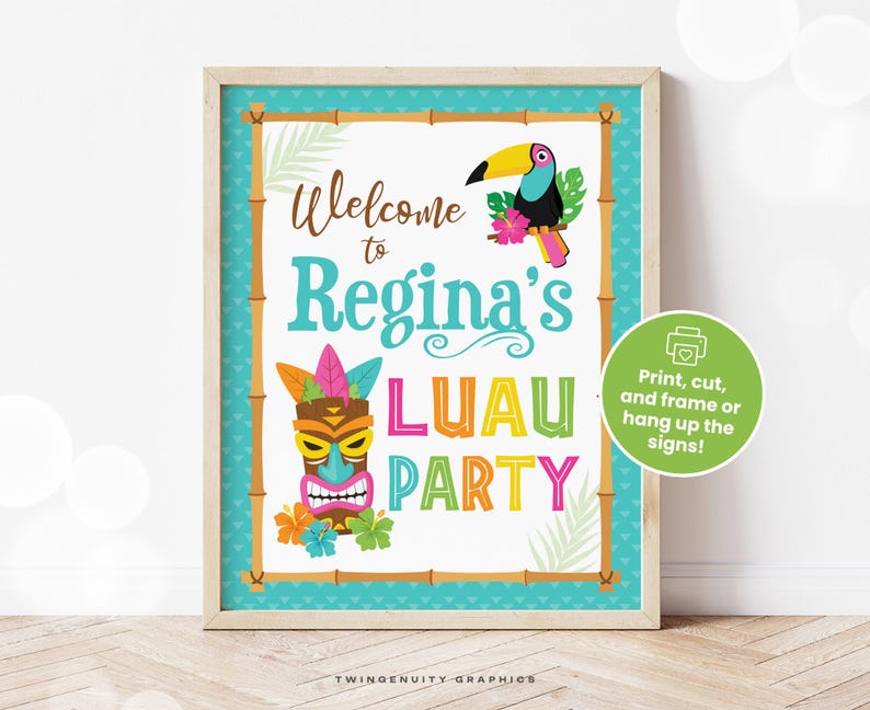 Luau Party Signs, Tropical Luau Birthday Party Signs, Welcome Sign ...