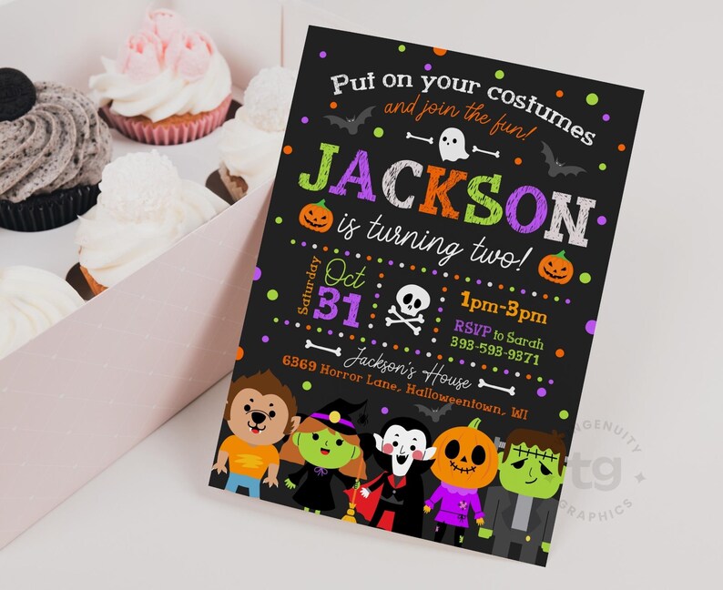 Halloween Birthday Invitation, Halloween Costume Invite Kids, Costume ...