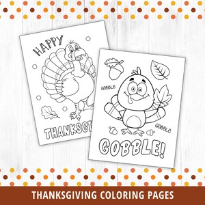 Thanksgiving Coloring Pages for Kids, Fall Coloring Book, Turkey ...