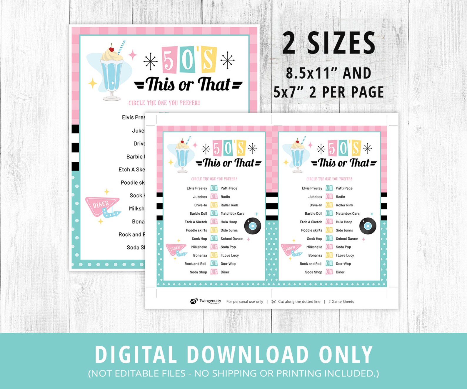 50s Games Bundle Printable, 50s Activities, 50s Party Games, 50s Trivia ...
