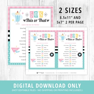 50s Games Bundle Printable, 50s Activities, 50s Party Games, 50s Trivia ...