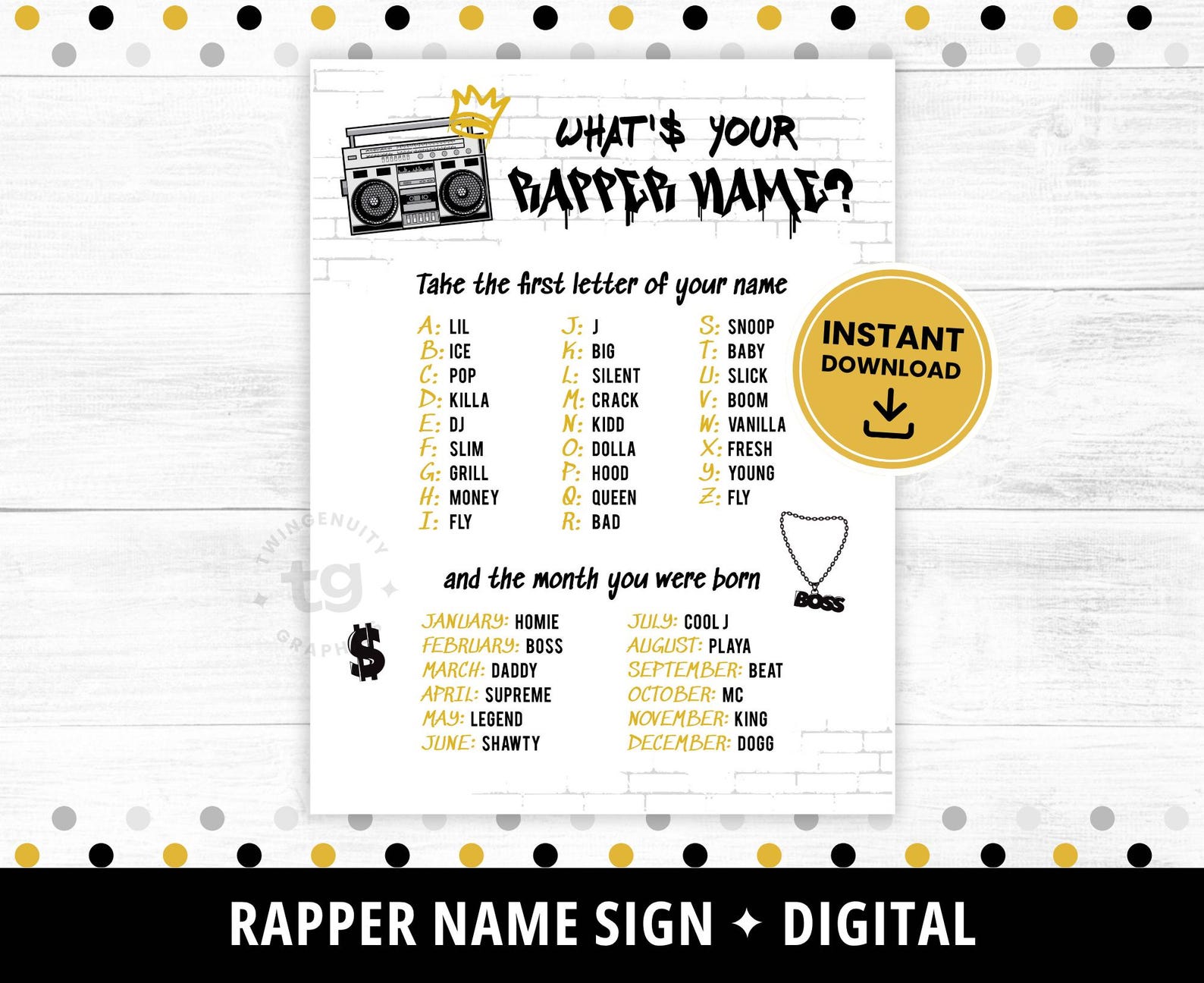 What's Your Rapper Name Sign, Rapper Party Sign, Rapper Hip Hop ...