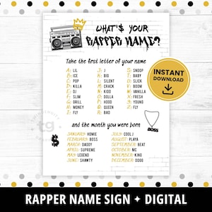 What's Your Rapper Name Sign, Rapper Party Sign, Rapper Hip Hop ...