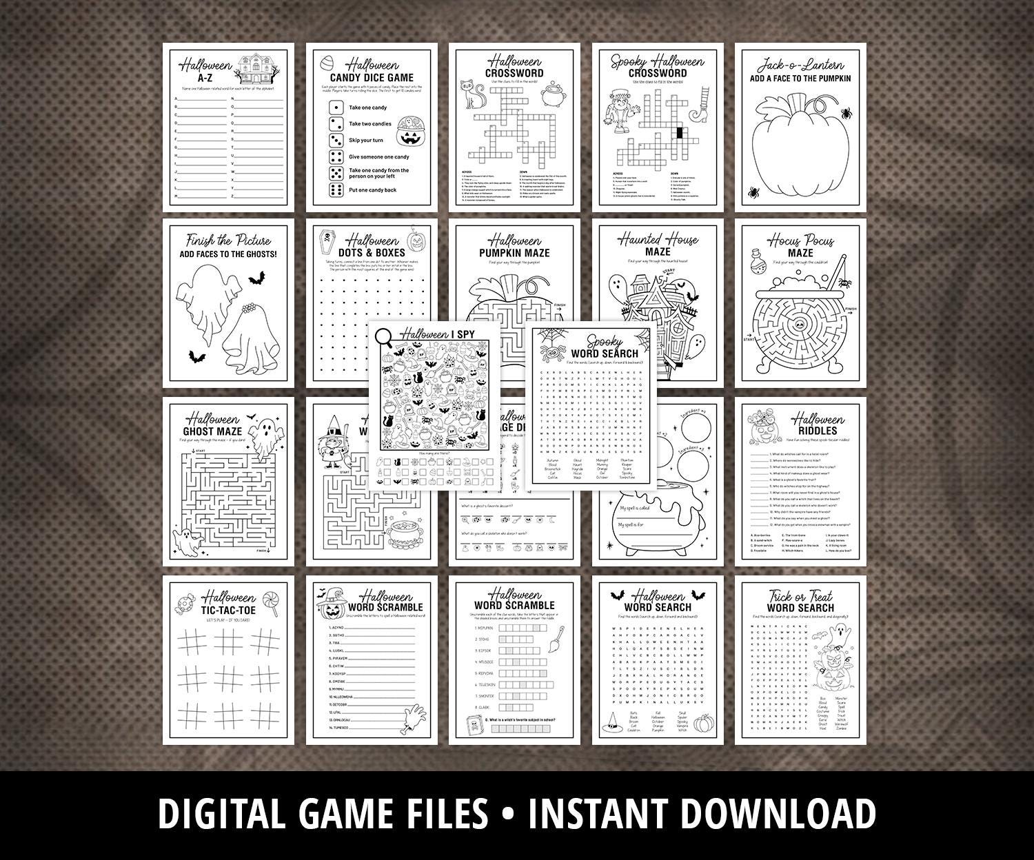Printable Kids Halloween Activities, Halloween Party Games Kids ...