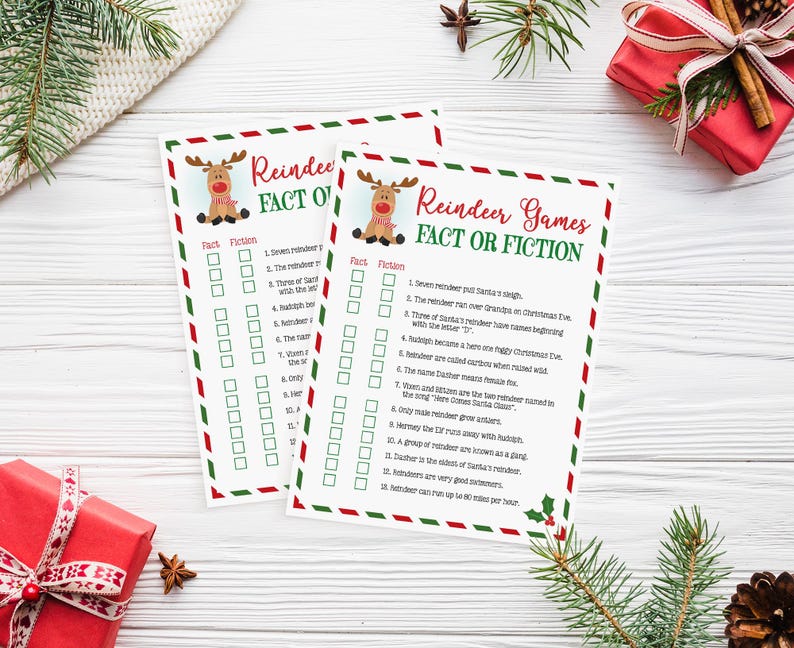 Reindeer Trivia Game, Fact or Fiction, Christmas Games, Fun Holiday ...