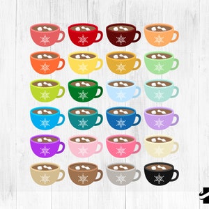 Hot Cocoa Mugs Clipart, Hot Chocolate Mugs Clipart, Winter Cups ...