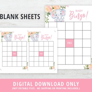 Baby Shower Bingo, Elephant Baby Shower Bingo Game, Baby Shower Bingo ...