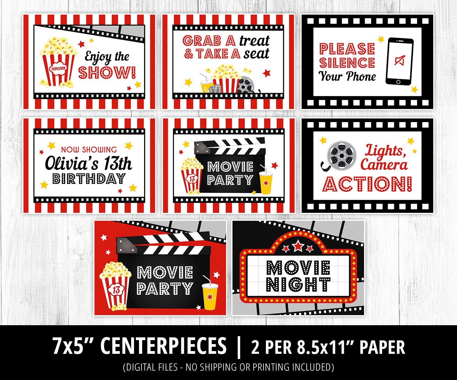 Movie Party Decorations Printable Movie Night Birthday Party - Etsy Canada