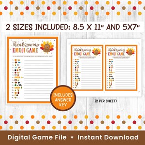 Thanksgiving Emoji Game Printable, Thanksgiving Activity Kids Family ...