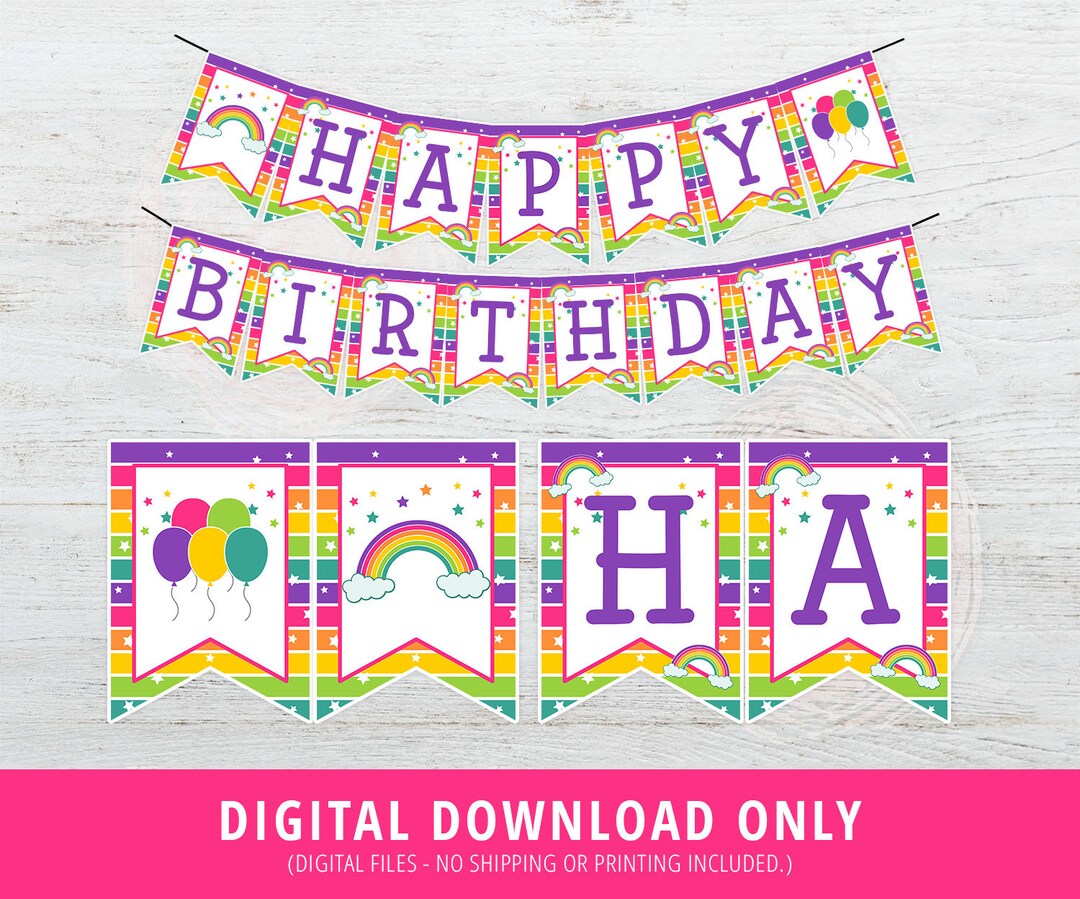 Rainbow Birthday Banner, Rainbow Party Decor, Rainbow Party Supplies ...