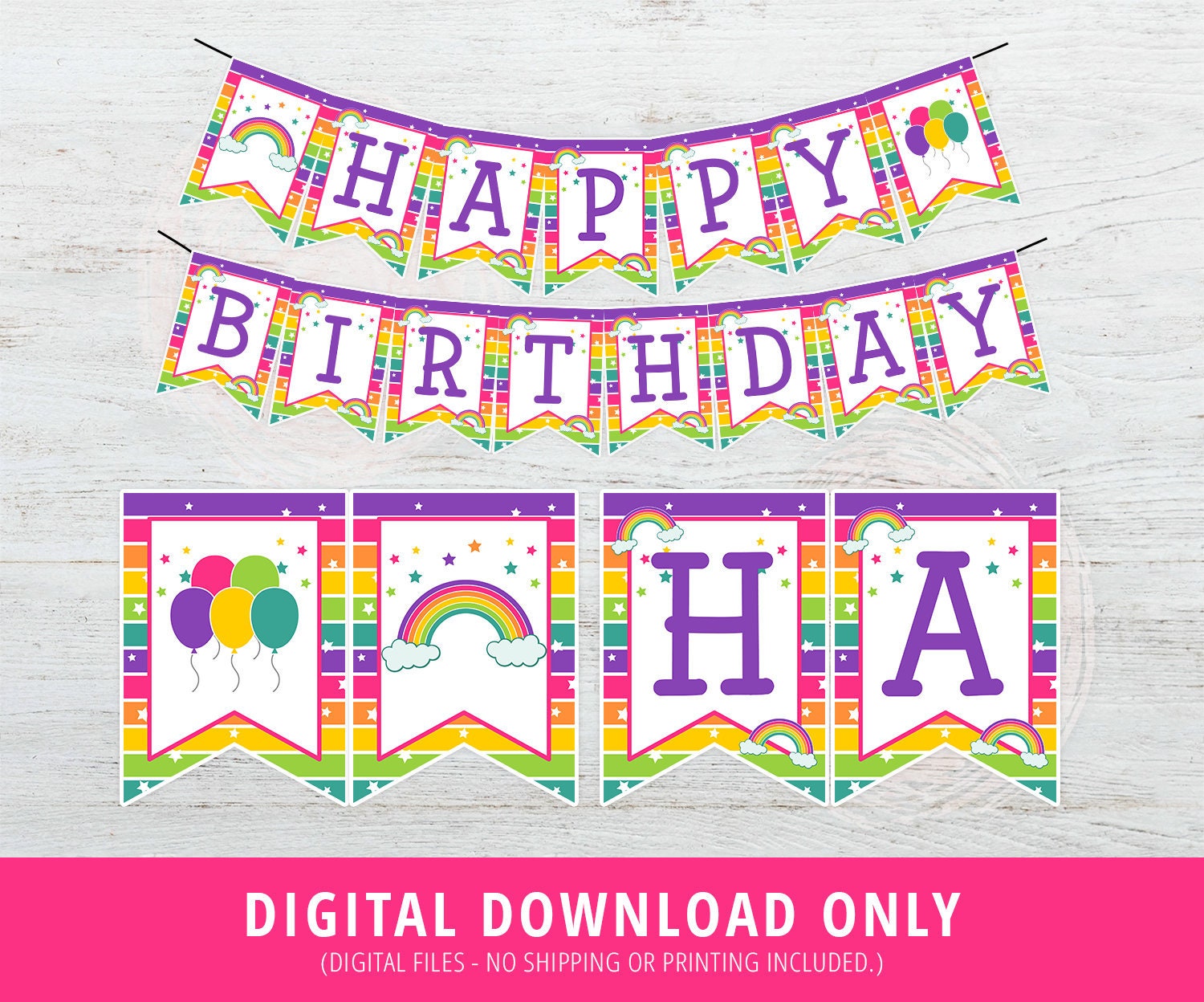 Rainbow Birthday Banner Rainbow Party Decor Rainbow Party - Etsy