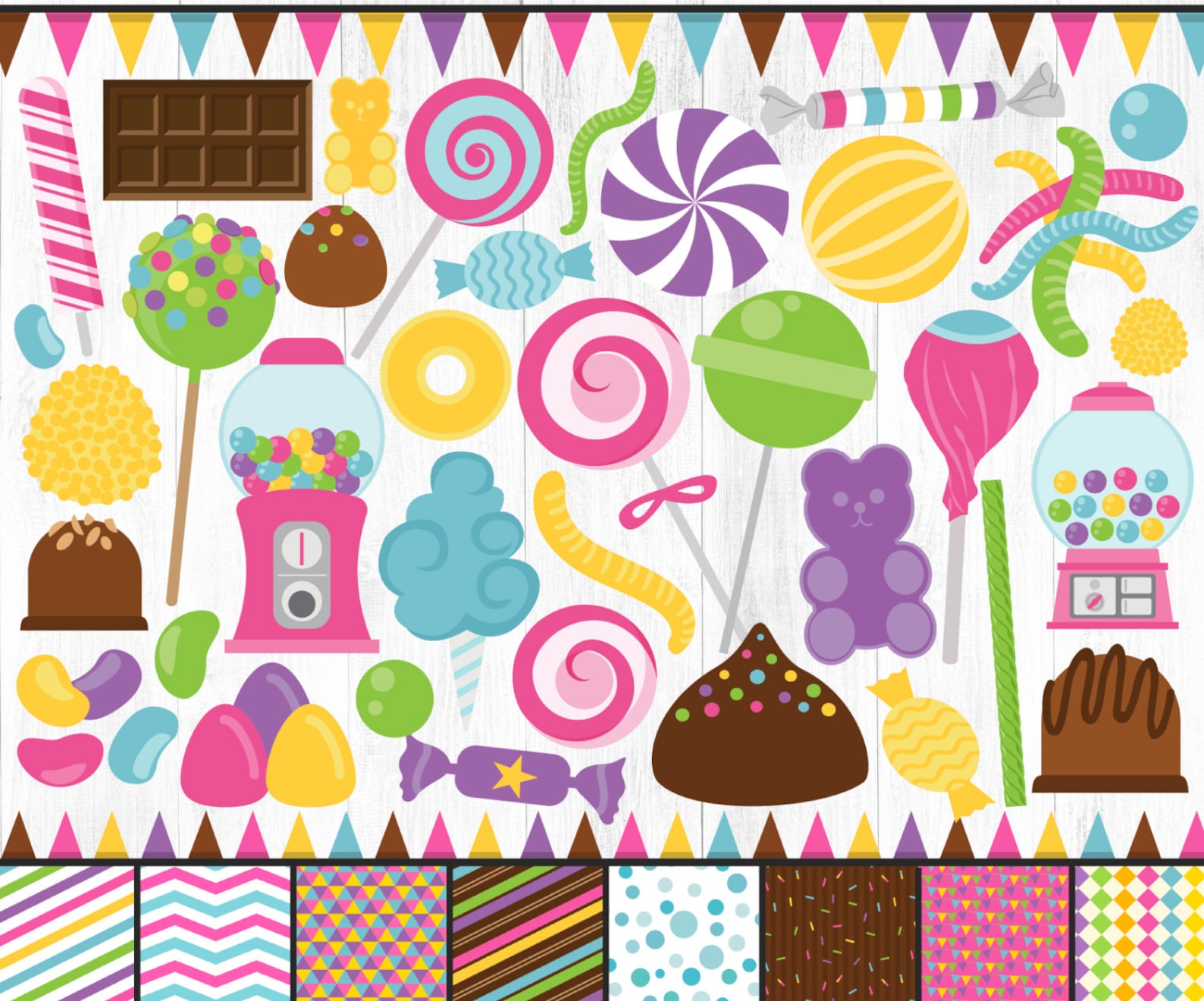 120+ Candy Clipart and Patterns, Candy Clipart, Sweets Clipart, Suckers ...