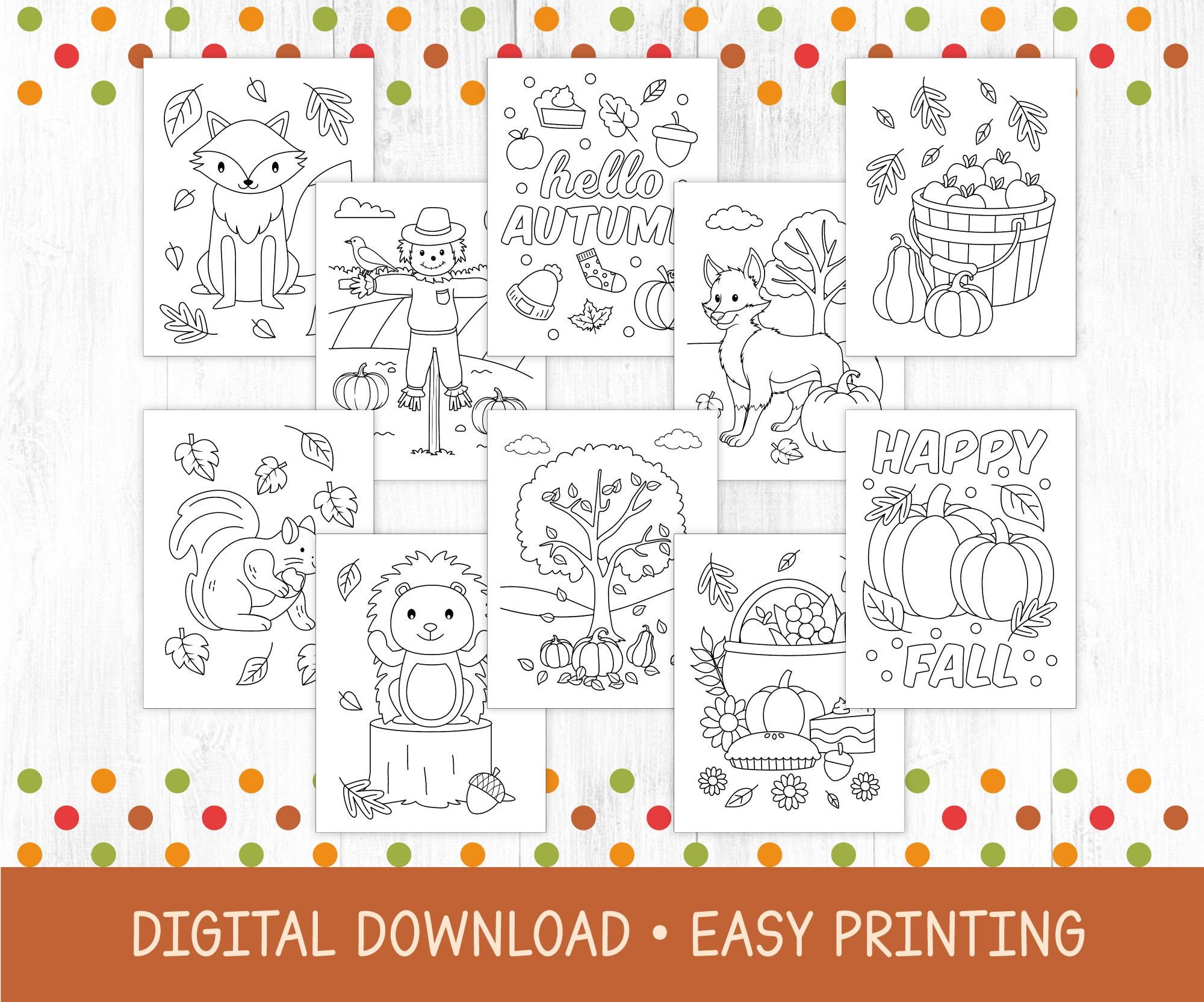 Fall Coloring Pages for Kids, Autumn Coloring Book, Fall Kids Classroom ...