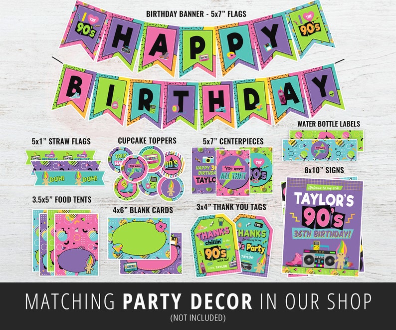 90s Birthday Banner 90s Party Banner 90s Party Decorations | Etsy