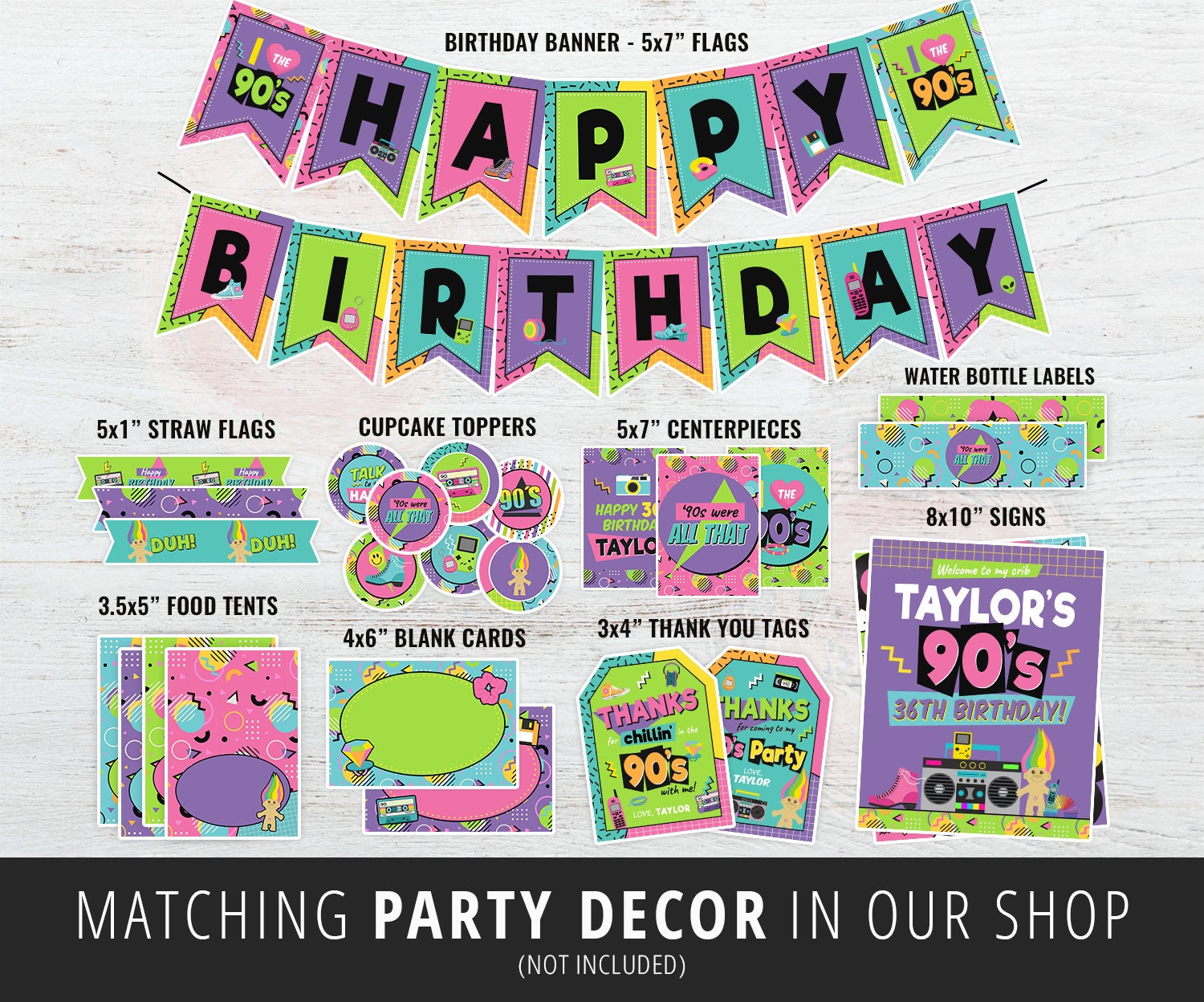 90s Birthday Banner 90s Party Banner 90s Party Decorations | Etsy