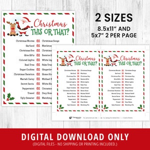 Printable Christmas This or That Game, Christmas Party Game, Christmas ...
