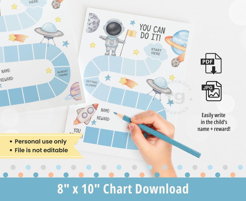 Printable Outer Space Reward Chart, Space Reward Chart Kids, Space ...