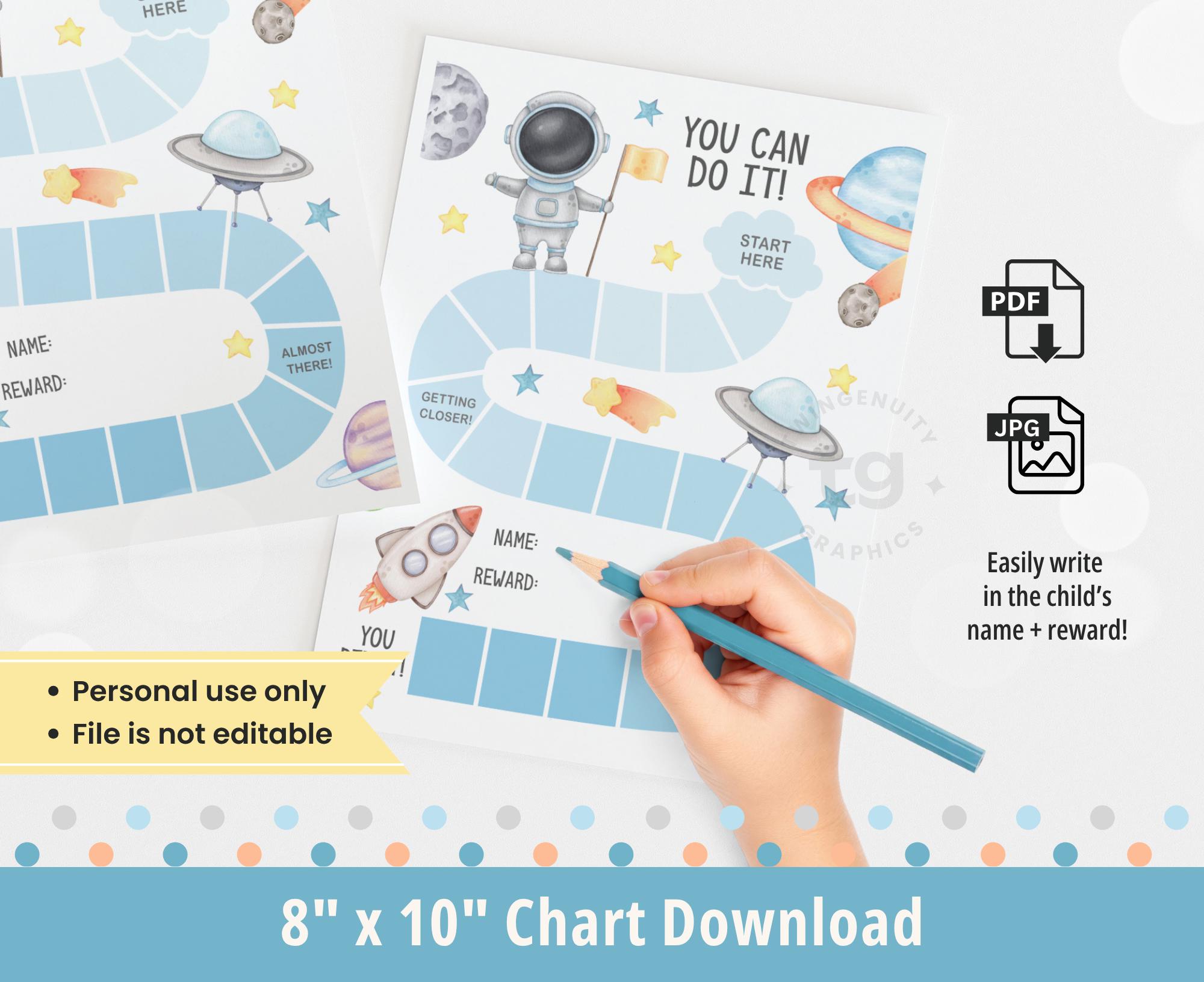 Printable Outer Space Reward Chart, Space Reward Chart Kids, Space ...