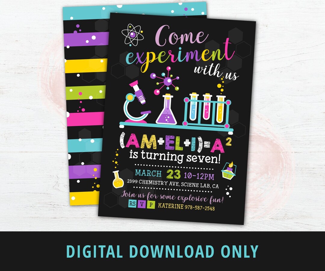 Science Party Invitation, Printable Mad Science Birthday Party ...