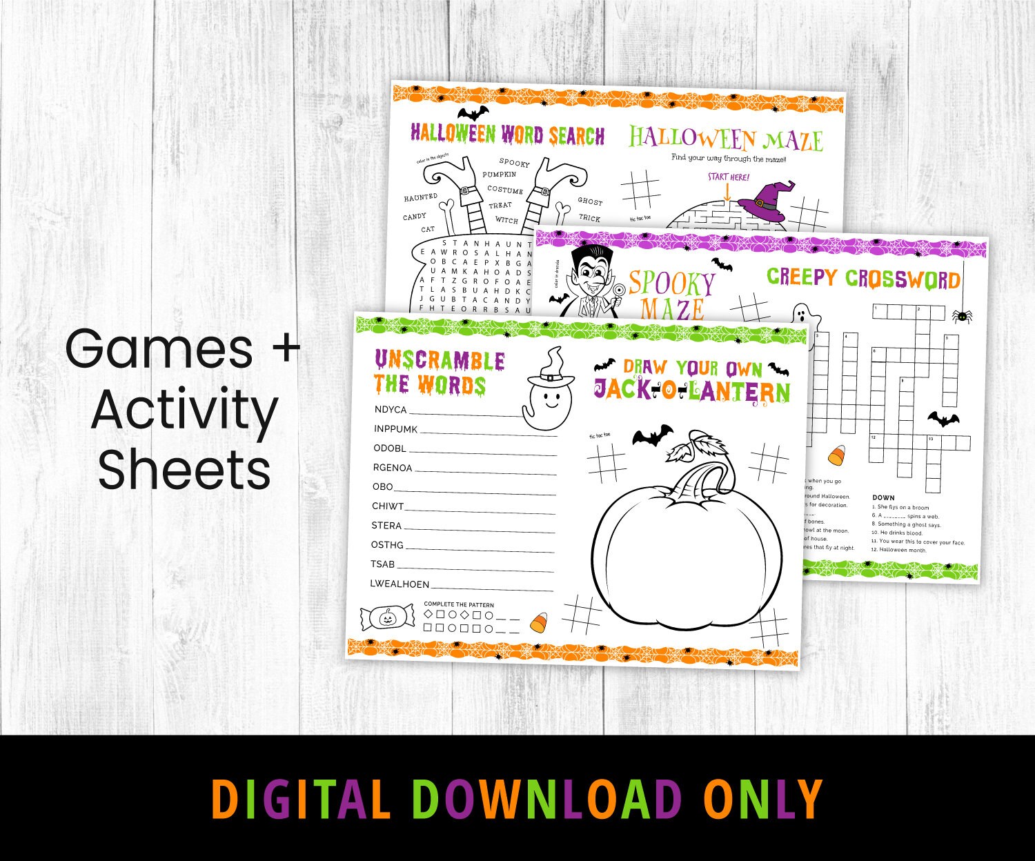 Halloween Game Printable Bundle Halloween Activity Pages | Etsy