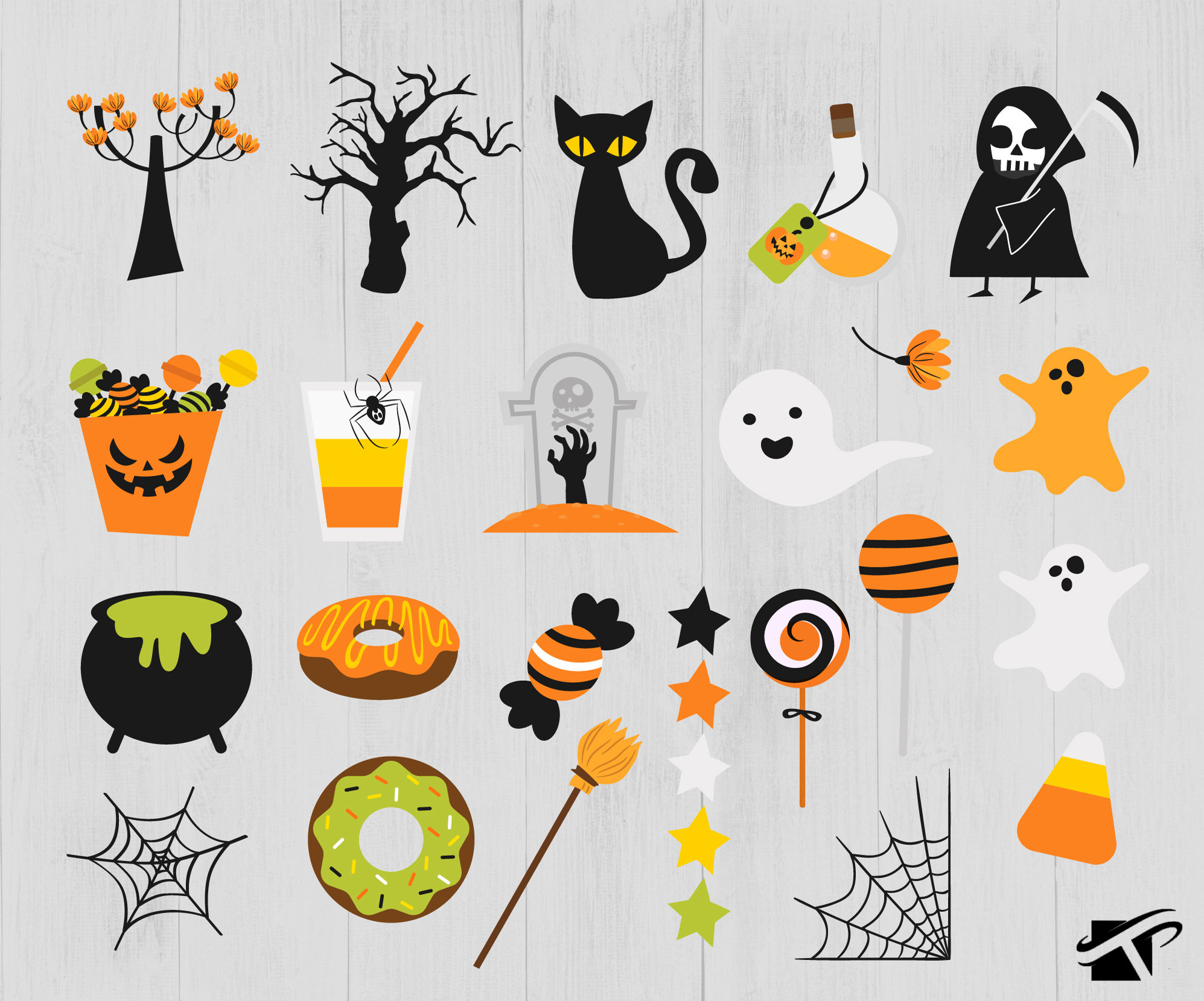 Halloween Clipart Spooky Pumpkin Floral Clipart Jack O | Etsy