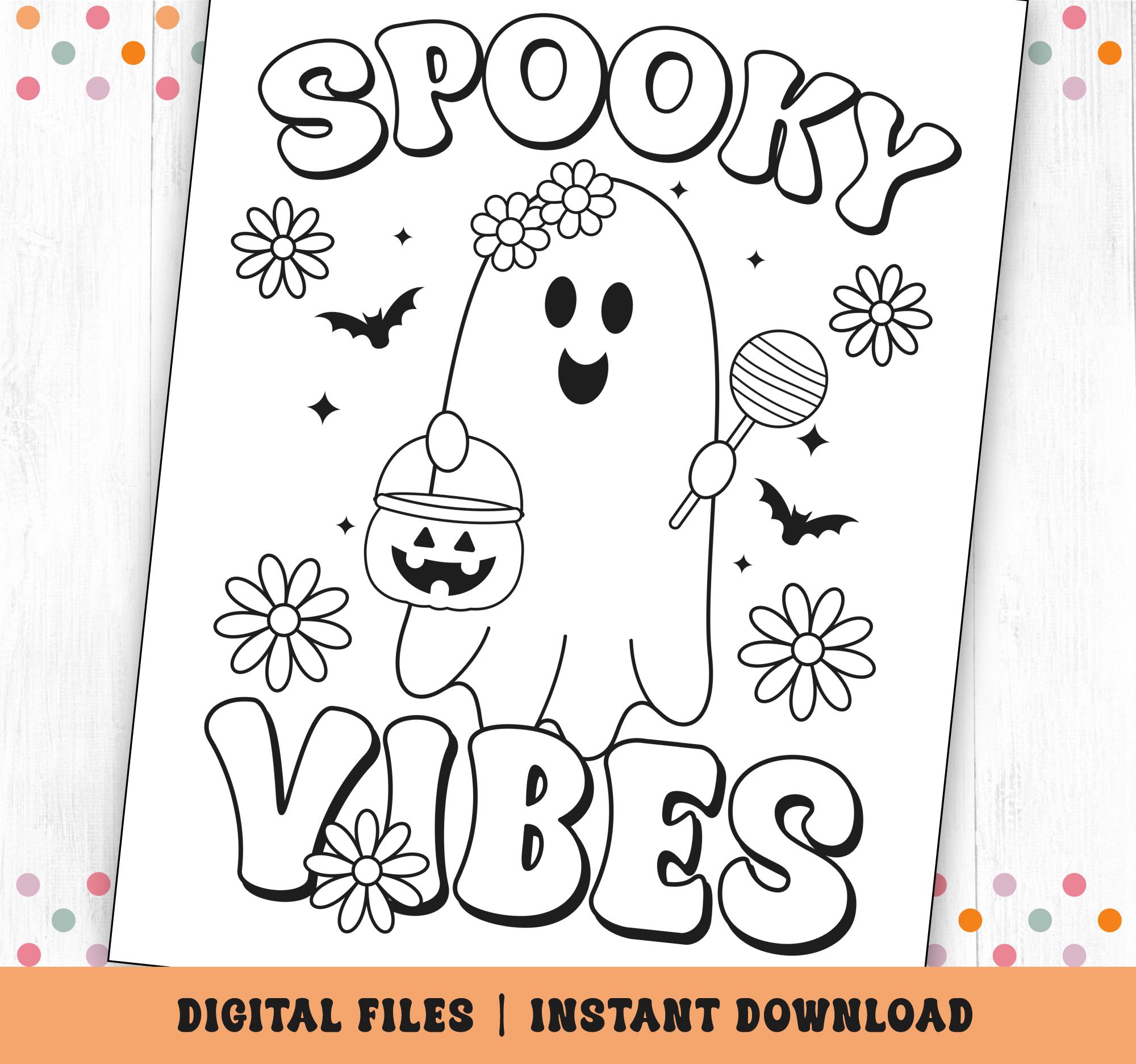 Retro Halloween Coloring Pages, Groovy Halloween Coloring Pages for ...