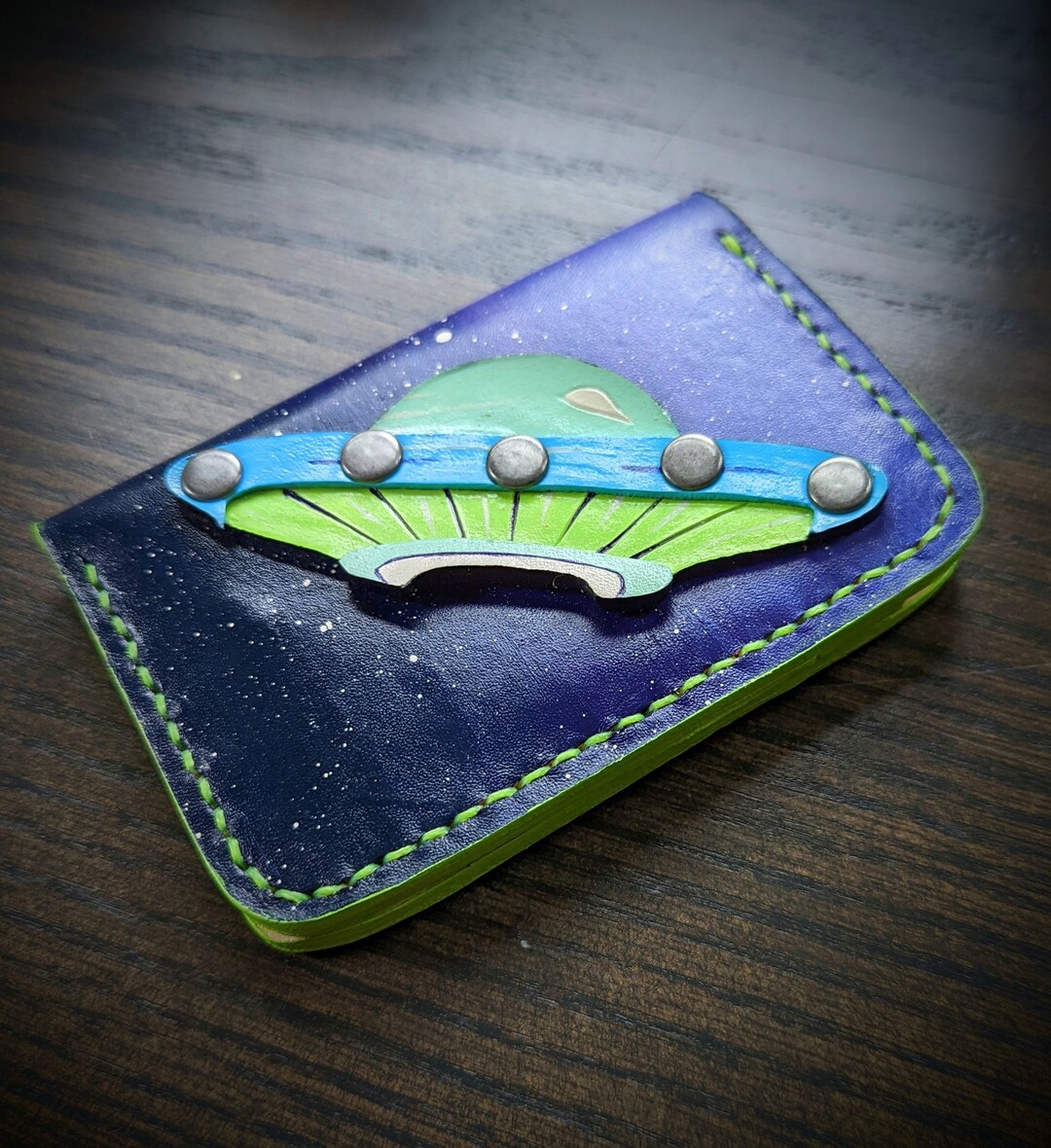 UFO Spaceship Leather Wallet in galaxy - Etsy