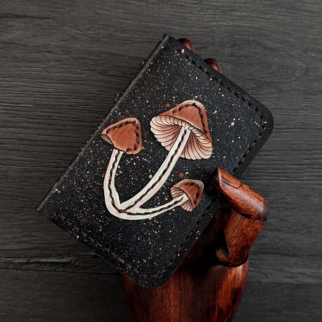 Leather Mushroom Wallet in "spore" - Etsy
