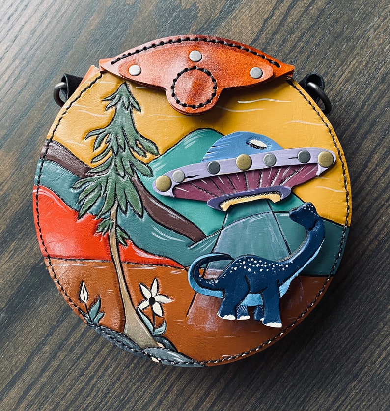 Ufo Abduction Dinosaur Circle Purse With Interchangeable - Etsy