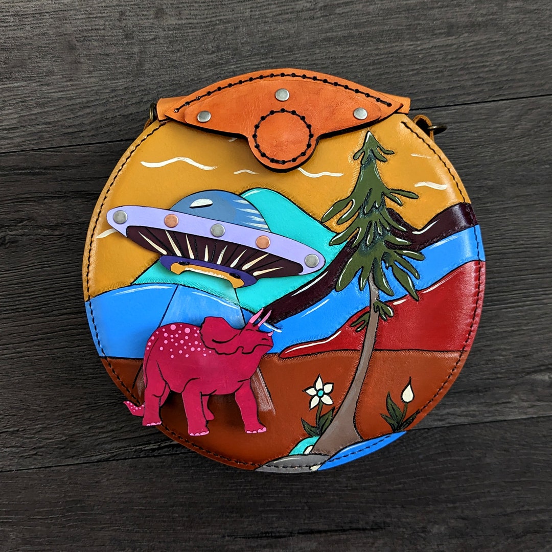 Ufo Abduction Dinosaur Circle Purse With Interchangeable Charms - Etsy