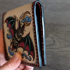 Vintage Style American Traditional Tattoo Style Bat Bifold Leather ...