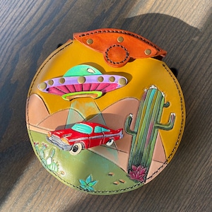 Leather Alien Abduction Desert Circle Purse With - Etsy