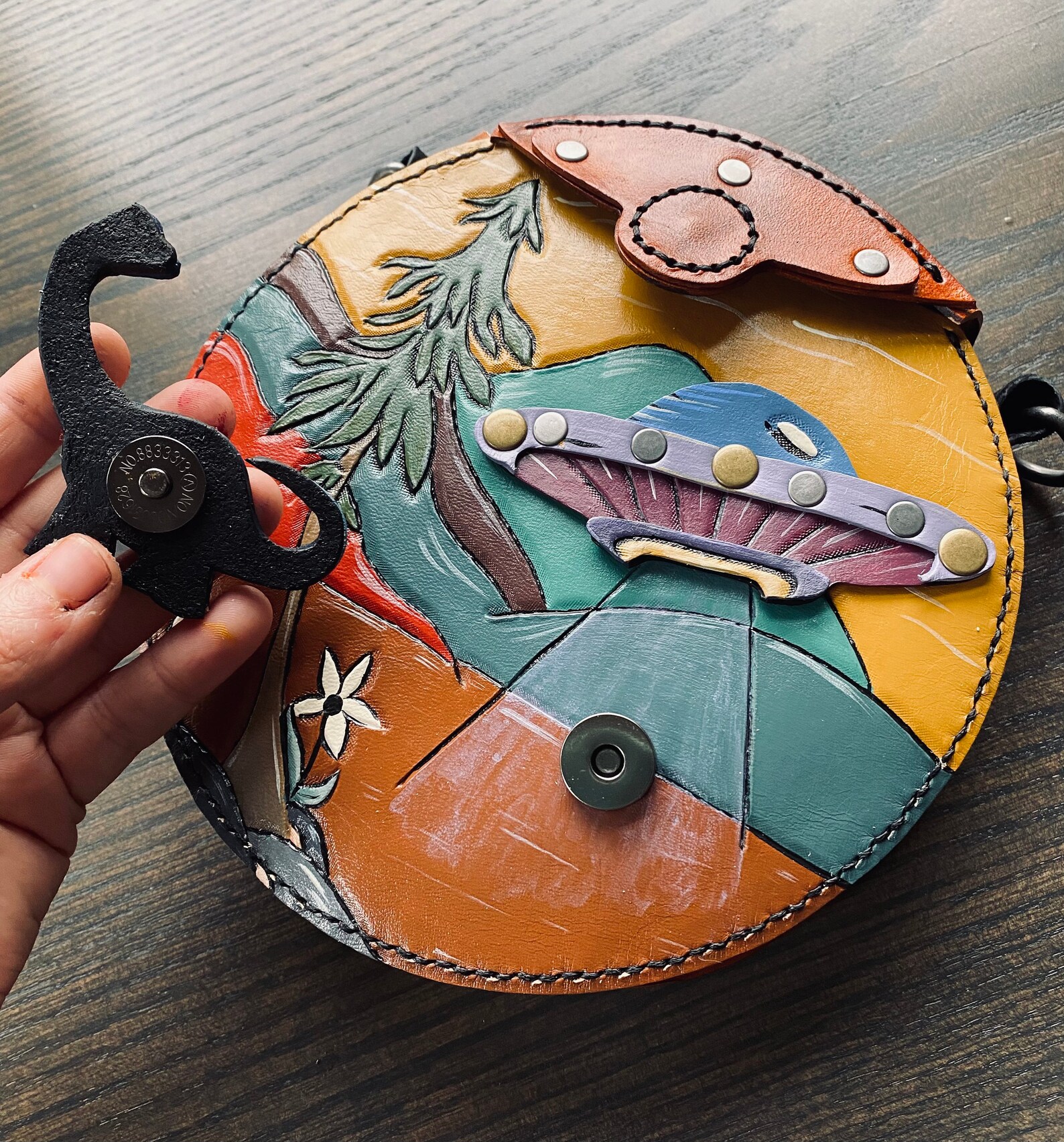 Ufo Abduction Dinosaur Circle Purse With Interchangeable - Etsy