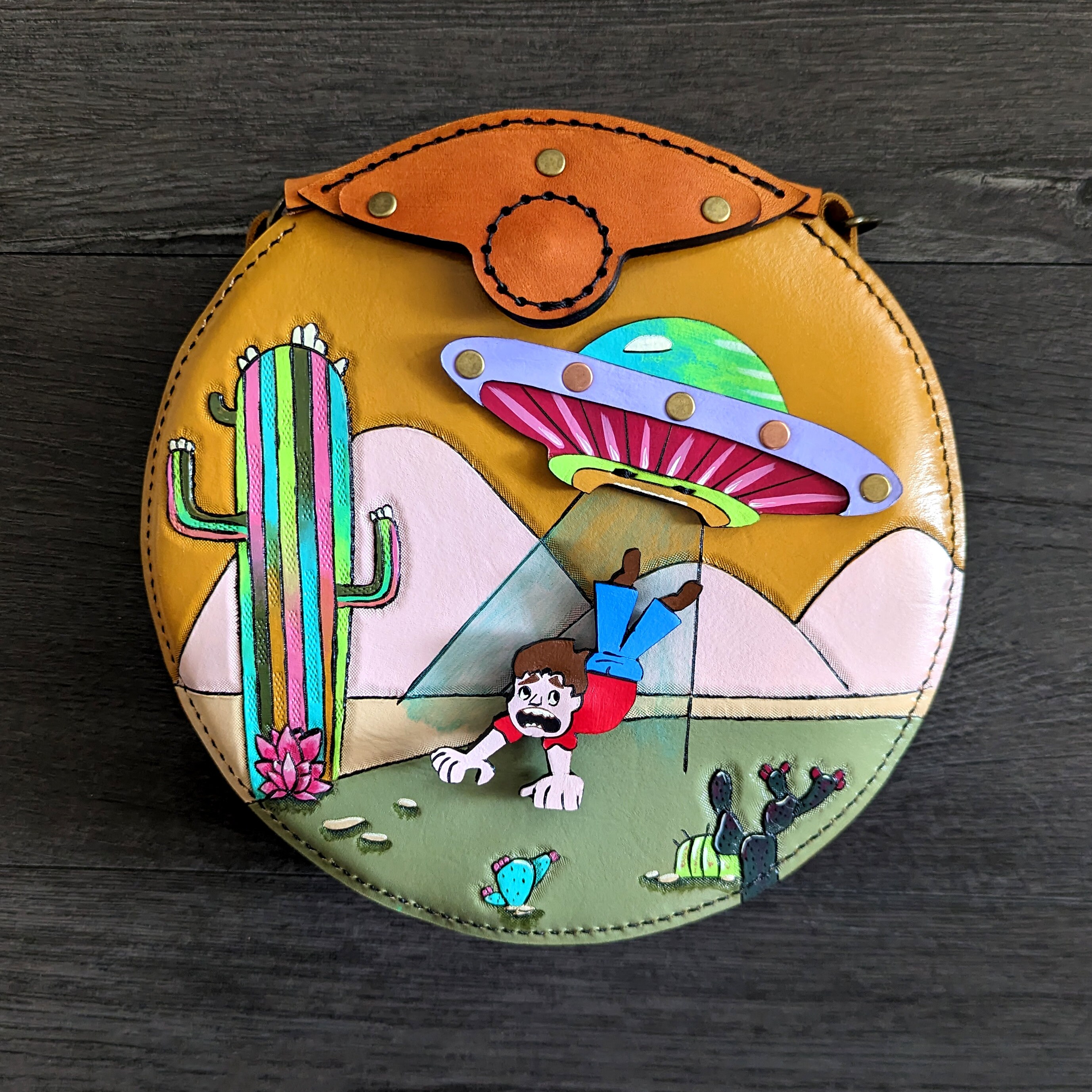 Leather Alien Abduction Desert Circle Purse With - Etsy UK