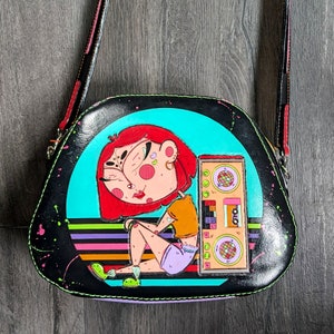 Retro Nostalgic Leather Shoulder Bag Bowler Bag Boombox Jam - Etsy