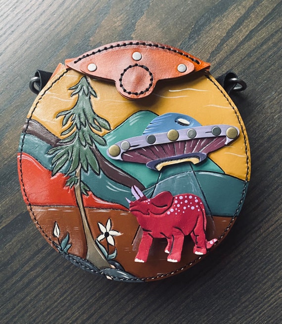 Ufo Abduction Dinosaur Circle Purse With Interchangeable - Etsy