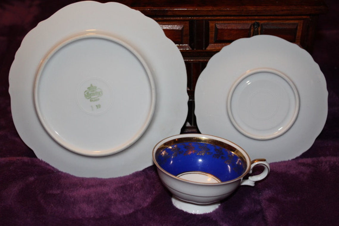 Cobalt Blue Bavarian China Dessert Set Germany 1940s - Etsy