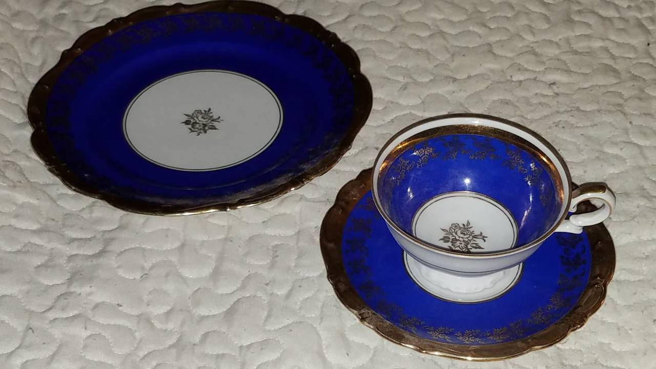 Cobalt Blue Bavarian China Dessert Set Germany 1940s - Etsy