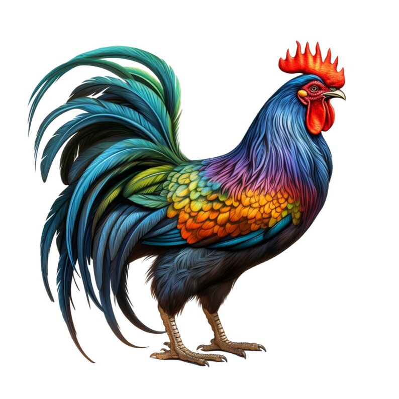 Coloured Rooster Clipart, Rooster Printable Watercolor Clipart, Rooster ...