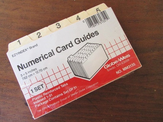Index Number Card Guides Vintage Numerical Ezyindex 1 31 | Etsy