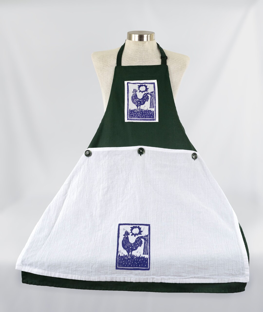 Rooster Apron, Attached Towel Apron, Unisex Chefs Apron, Red Rooster ...